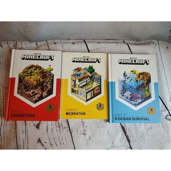 Mojang | Toys | Lot Of 3 Mojang Minecraft Guide Books Creative Redstone ...